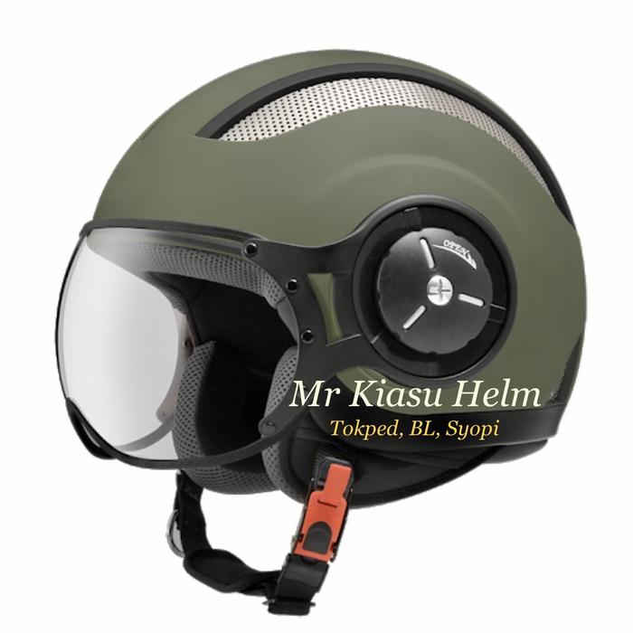Jual Helm Zeus 218 retro pilot matt green olive army list black hijau ...