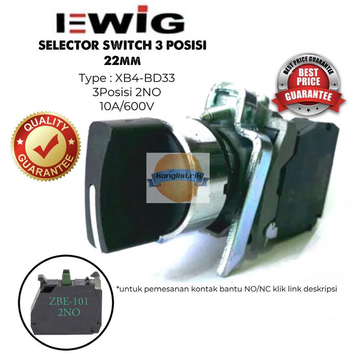 Jual SELECTOR SWITCH 3POSISI 22mm XB4-BD33 10A/600V - Jakarta Barat ...
