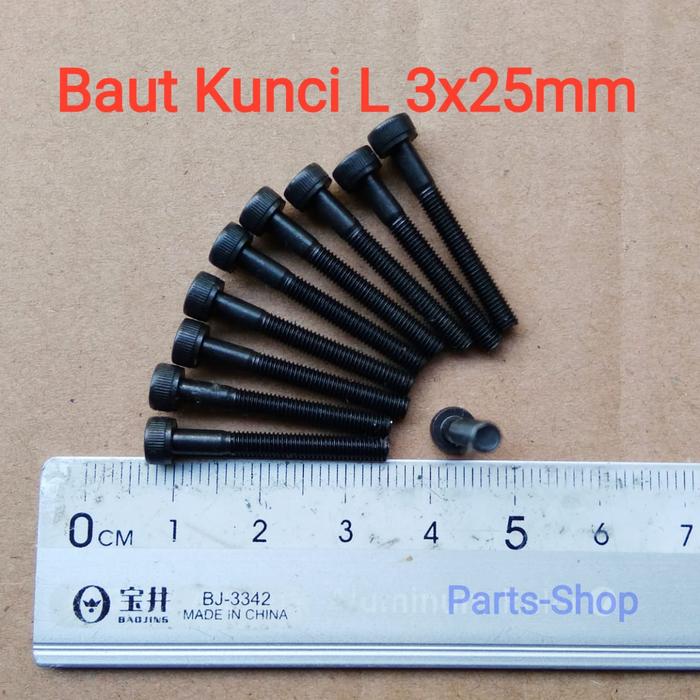 Jual 10pcs Baut M3 25mm Baud Kunci L 2.5mm 3x25mm Baja Hitam - Kota ...