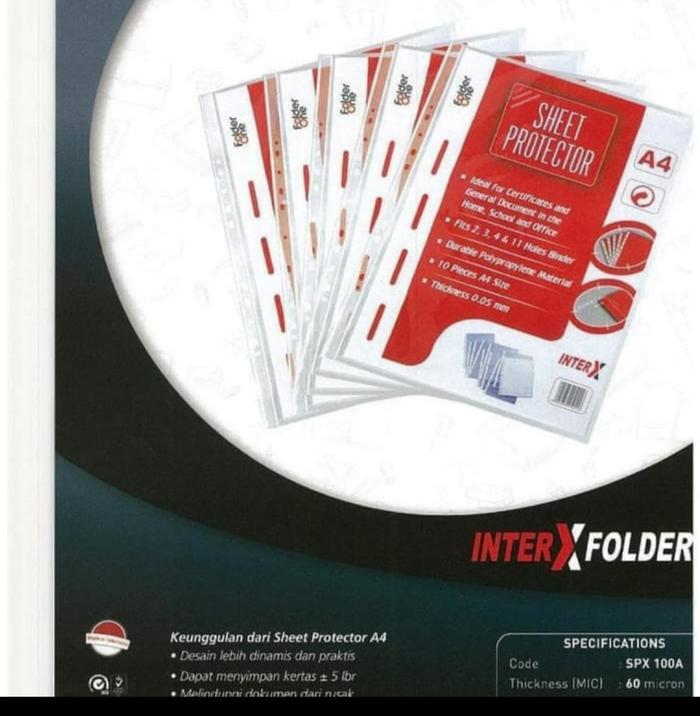 Jual Sheet Protector A4 InterX- PP Pocket InterX A4- Plastik Pelindung ...