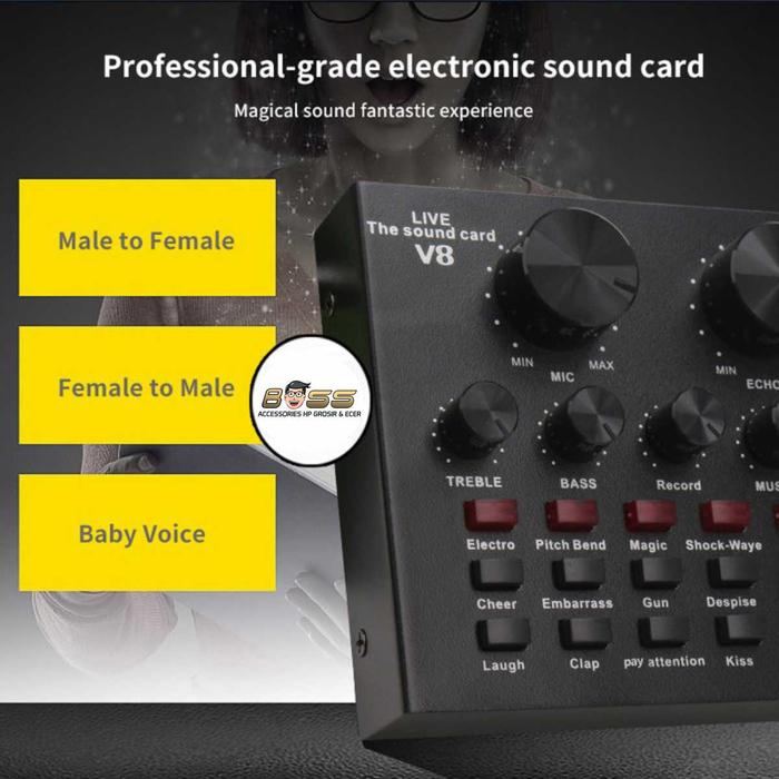 Jual Sound Card V8 Mixer External Soundcard V8 Usb Audio Live Broadcast ...