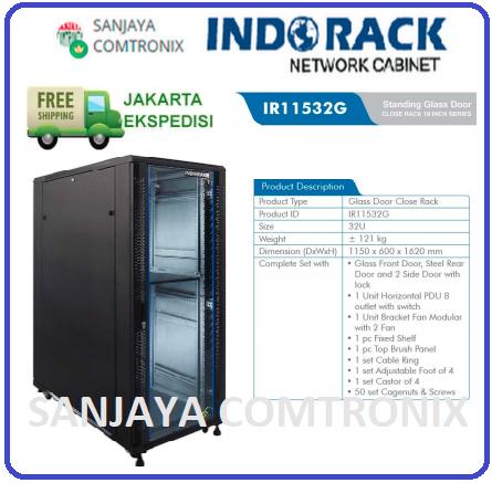 Jual Indorack IR11532G Standing Closed Rack 19" 32U Depth 1150mm Glass ...