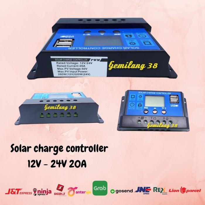 Jual 20A 12V - 24V Solar Panel Charge Controller Pengisi Tenaga Surya ...