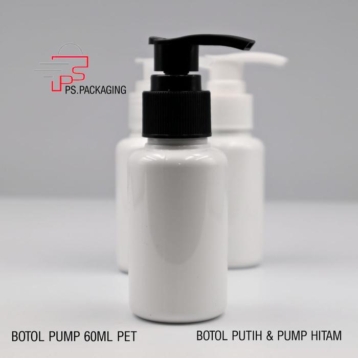 Jual BOTOL LOTION PUMP 60ML PUTIH / BOTOL PLASTIK 60ML NECK24 - Hitam ...