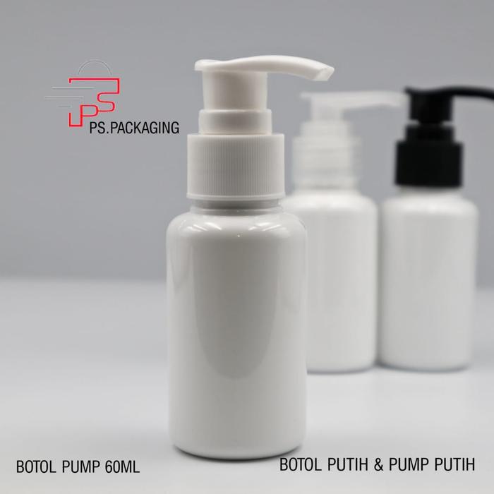 Jual BOTOL LOTION PUMP 60ML PUTIH / BOTOL PLASTIK 60ML NECK24 - Hitam ...