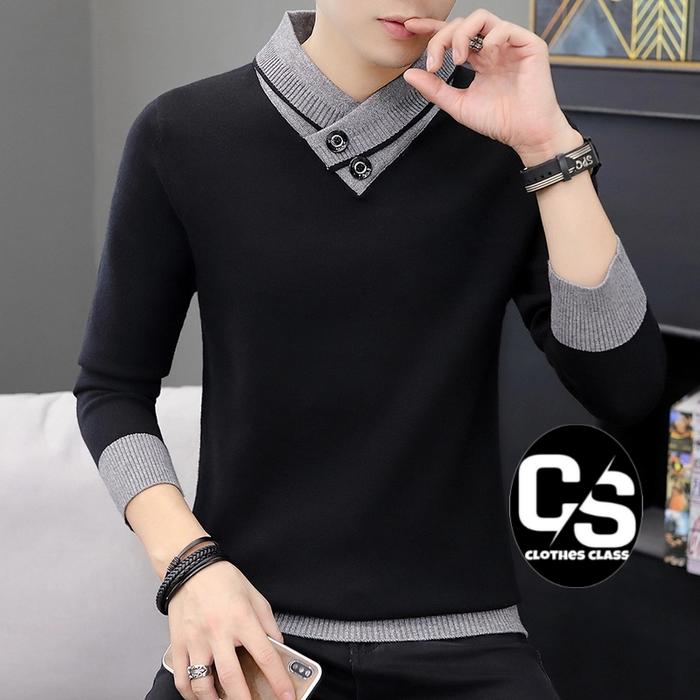 Jual Sweater Pria V-Neck / Sweater Rajut V-Neck Pria 100% Cotton ...