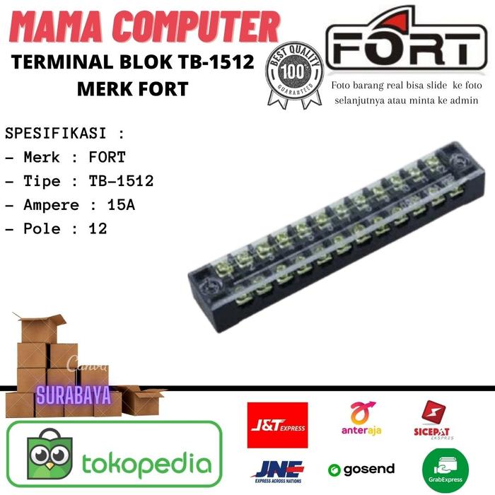 Jual Terminal Blok TB-1512 15 Ampere 12POLE BLOCK FORT - Kota Surabaya - Mama Computer | Tokopedia