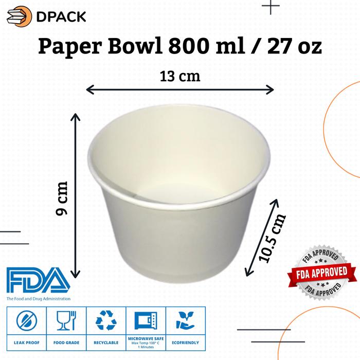 Jual Paper Bowl / Mangkok Kertas 27 oz (800 ml) - Tanpa Tutup/Lid ...