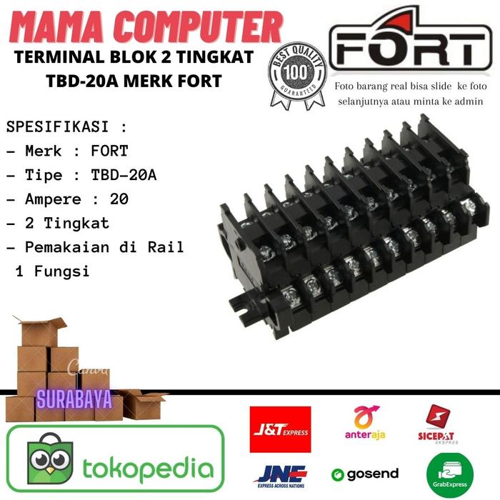 Jual Terminal Blok 2 Tingkat TBD - 20A Rail 1 Fungsi MERK FORT - Kota ...
