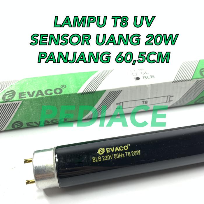 Jual Lampu T8 Uang UV EVACO 20W Lampu Uang 20 watt Ultraviolet 60.5cm ...