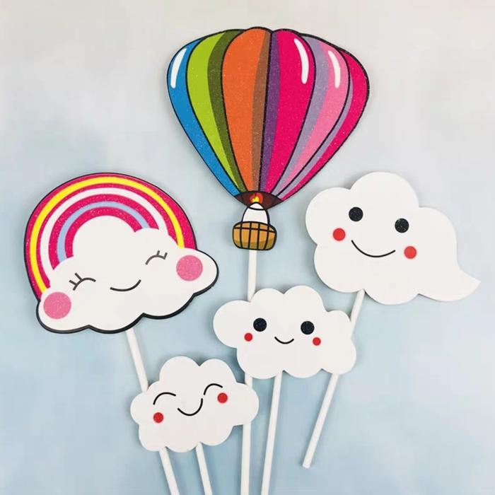 Jual Cake topper balon udara air balloon awan cloud rainbow pelangi ...