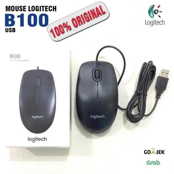 Jual Mouse USB B 100 Corded Wire Kabel Optical Mouse Logitech B100 ...