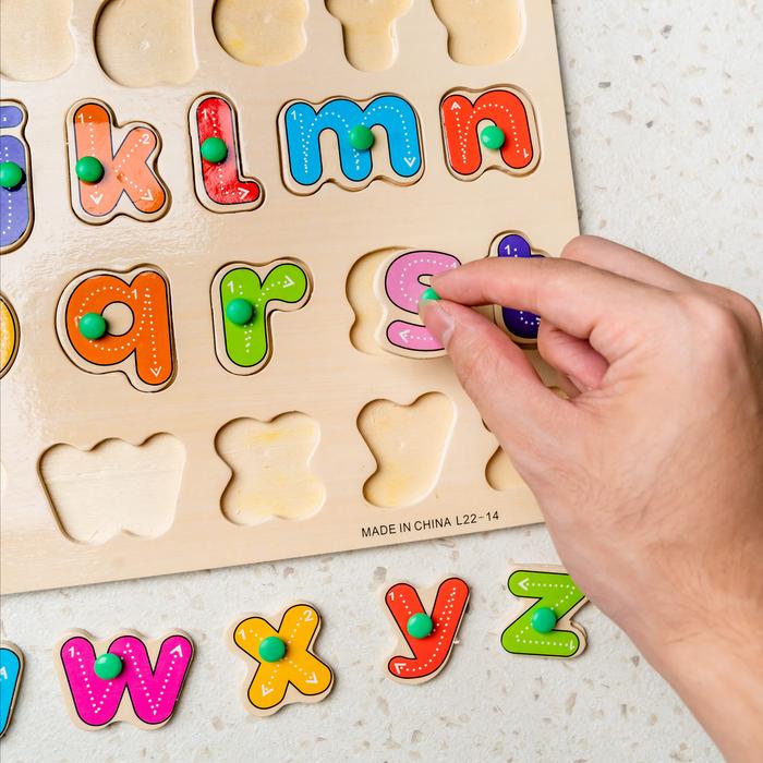 Jual Mainan Edukasi Anak Puzzle Kayu Abjad Alphabet Abc Huruf Kecil Di ...
