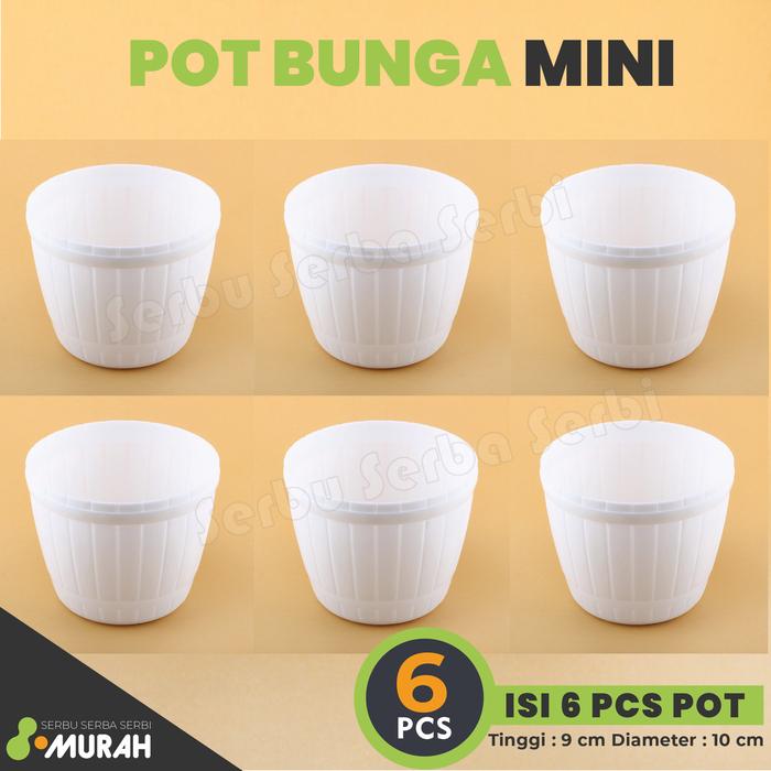 Jual 6 PCS Pot Mini - Pot Gentong Lovenia Pot Bunga Plastik Putih ...
