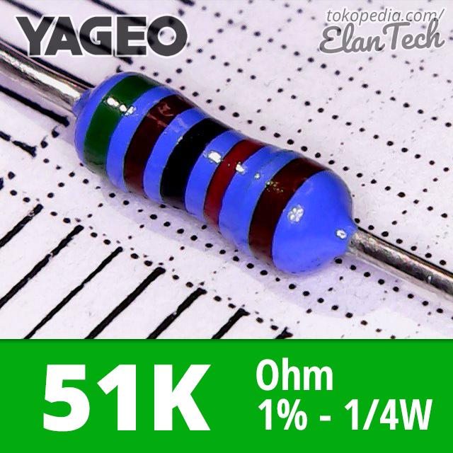 Jual Resistor Yageo 51k 1/4W 1% 0.25W 1/4 W 51 Kilo Ohm ElanTech ...