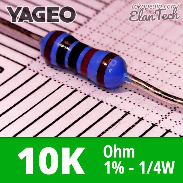 Jual Resistor Yageo 10k 1/4W 1% 0.25W 1/4 W 10 Kilo Ohm ElanTech ...