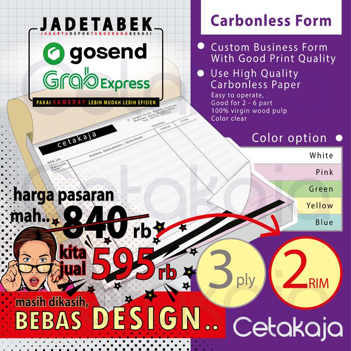 Jual CETAK NOTA 2 RIM 3 PLY (BEBAS DESAIN) 3ply 2rim - GOJEK GRAB ONLY ...