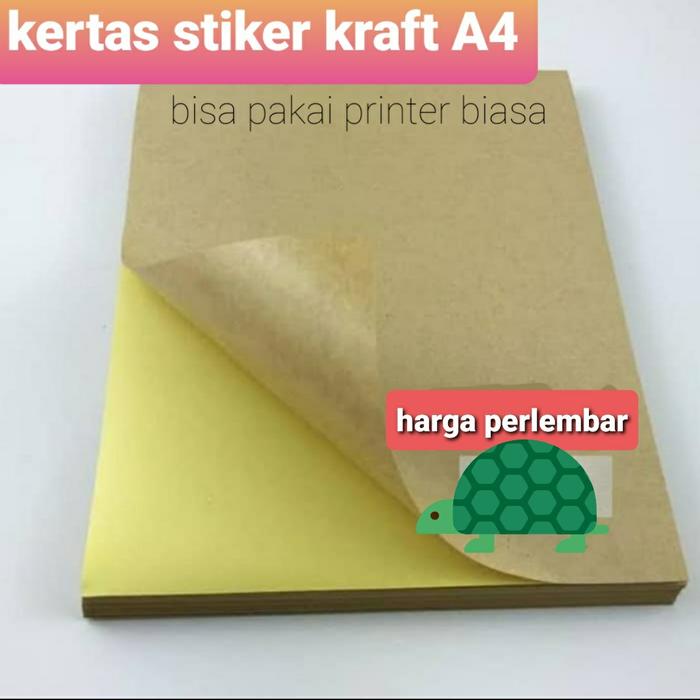 Jual Sticker Label KRAFT Kertas Coklat A4 print sendiri cetak logo ...