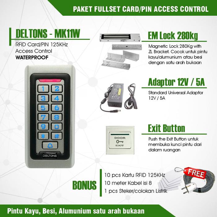 Jual Paket Akses Door Access Control EM Lock Adaptor Card PIN ...
