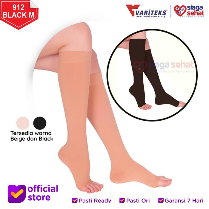 Promo Variteks - Knee High Open Toe ( Stocking Varises ) BLACK - Size M ...