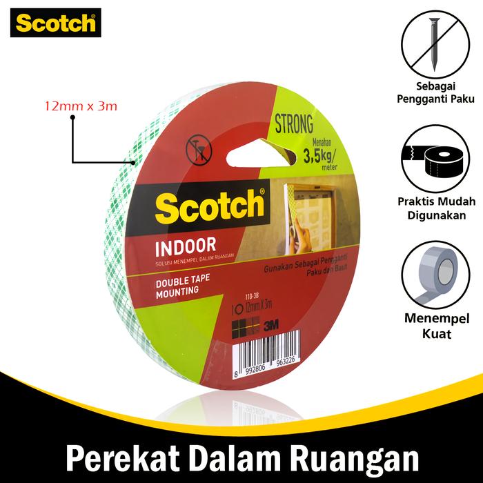Jual 3M Double tape Monting - Dabel tip khusus tembok 12 mm x 3 mtr ...