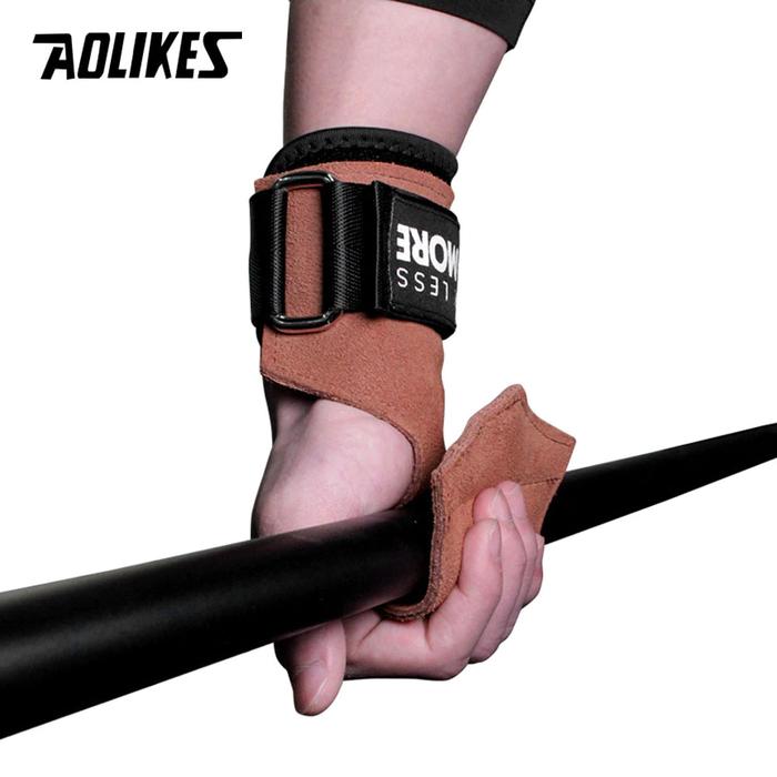Jual 7632 AOLIKES LEATHER STRAP WRIST WRAP SUPPORT Hand Grips BAND ...