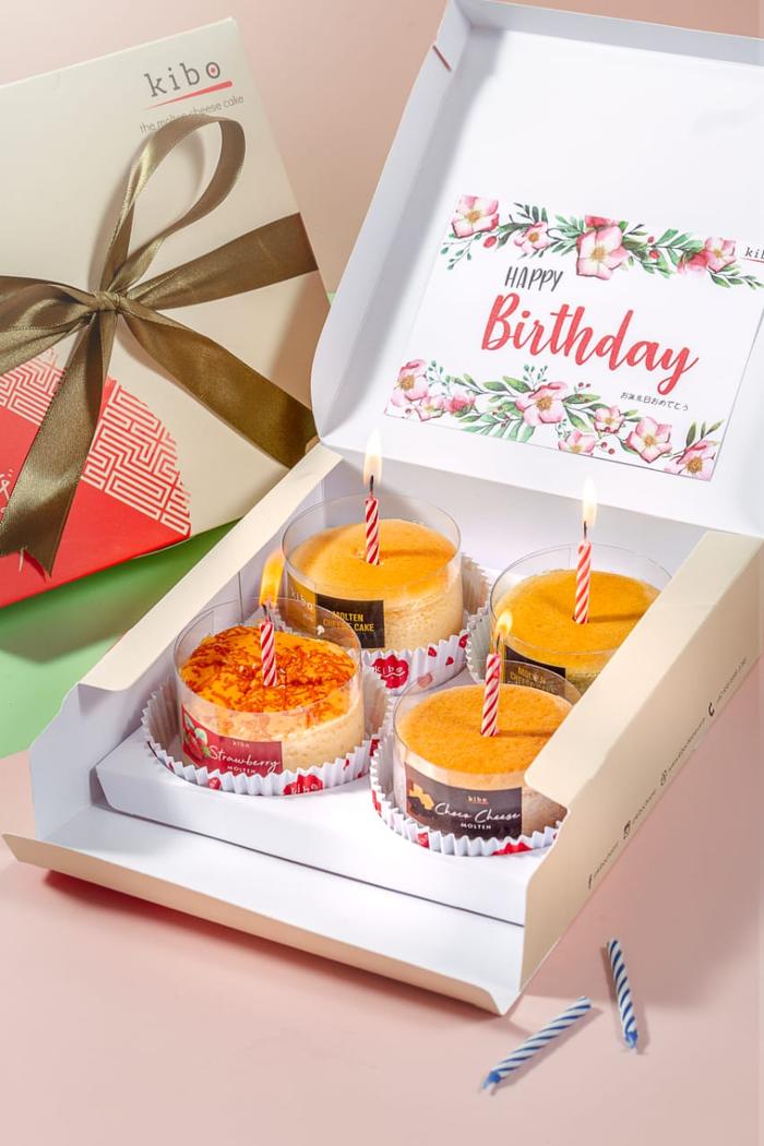 Jual Kibo Mini Birthday Hampers (4 pcs Kibo Mini Molten Cheese Cake ...