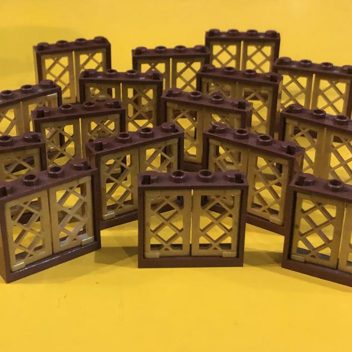 Jual Lego reddish brown window frame with gold lattice window - Jakarta ...