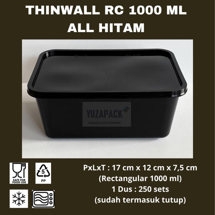 Jual Thinwall Rectangular 1000 ml All Hitam Take Away Box Plastic Microwave - Kota Tangerang ...