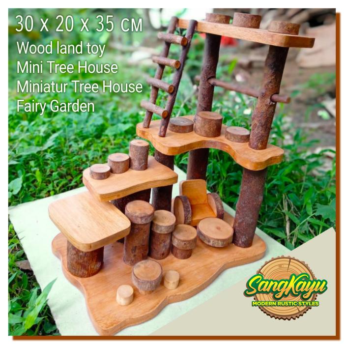 Jual Wooden toys Fairy garden 001 Mini Tree House Miniature rumah mini ...