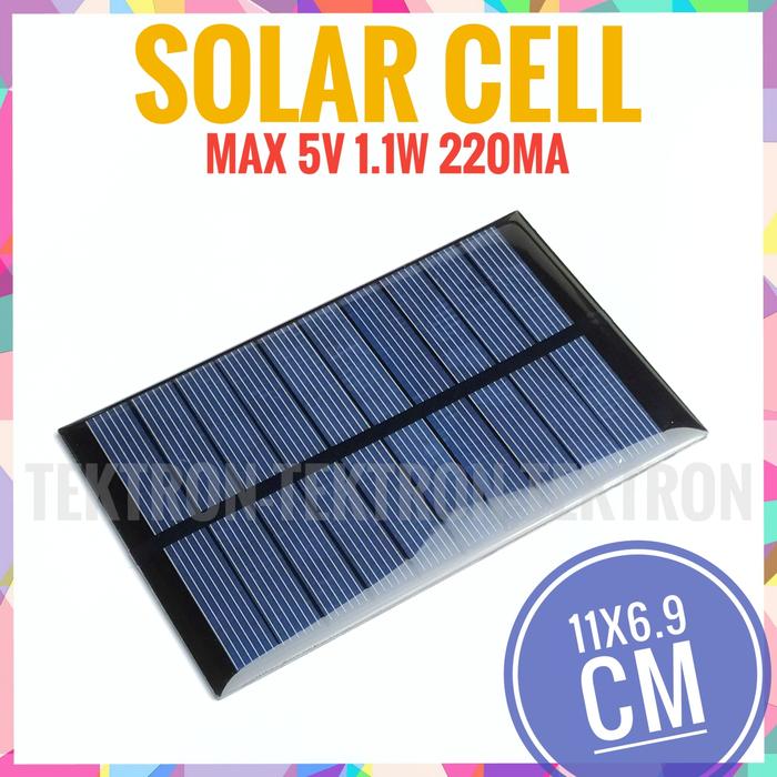 Jual Solar Cell max 5V 1.1W 220mA Sel Surya Panel 11x6.9cm Charger ...