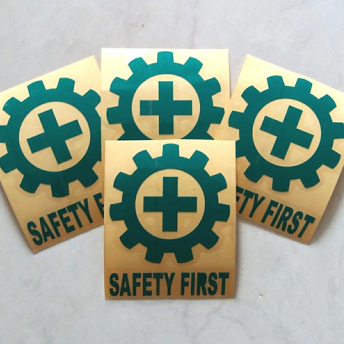 Jual cutting stiker LOGO SAFETY FIRST 5X6CM.STICKER HELM PROYEK ...