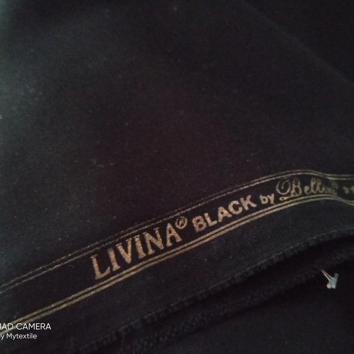 Jual kain bellini livina jet black hitam pekat bahan jas celana meteran ...