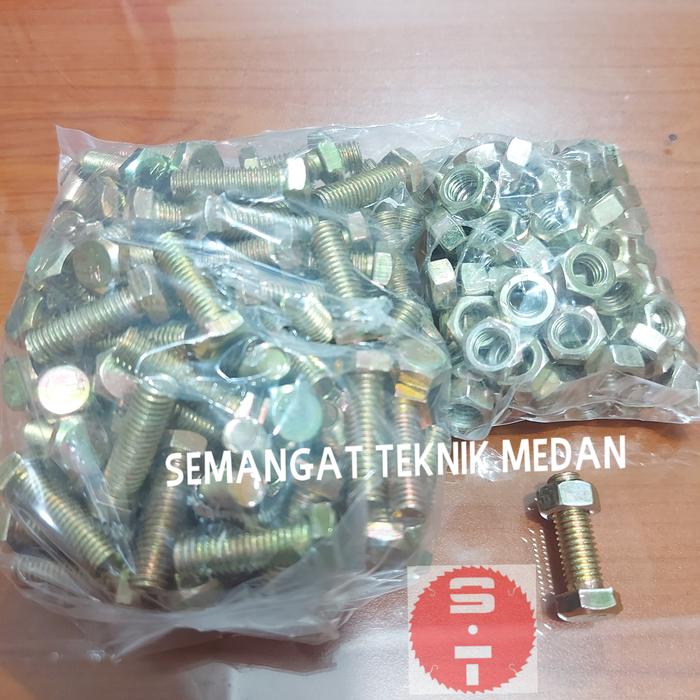 Jual BAUT HALUS LUBANG MUR HEX KUNING 12mm 12 mm x 20mm 20 mm 100pcs ...