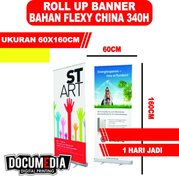 Jual Cetak Roll Up Banner Flexy 340 , 1 Hari jadi, High Resolution - Almunium 60x160 - Kota ...