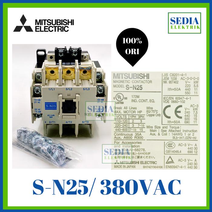 Jual Contactor Mitsubishi S-N25/ 380VAC SN25 SN-25 - Kota Cimahi ...