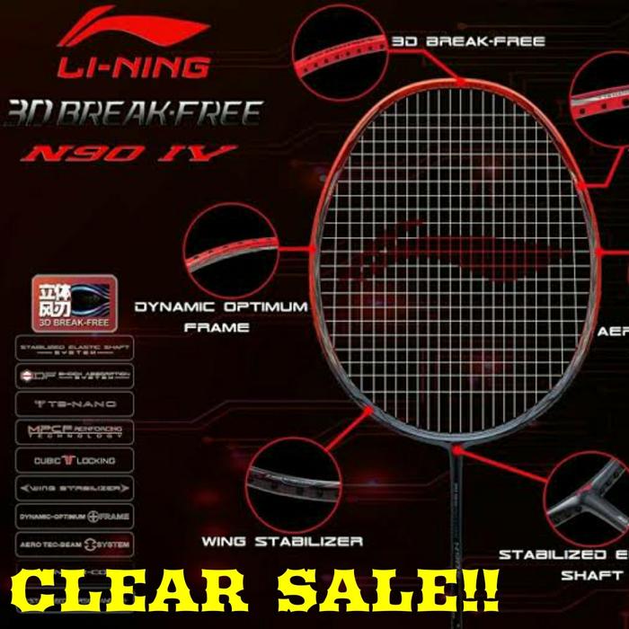 Jual Clear Sale! Raket Badminton Lining 3d Breakfree N90 Iv 100% ...