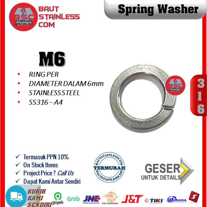 Jual WASHER RINGPER M6- SPRING WASHER STAINLESS SS316 A4 - Kab. Bekasi ...