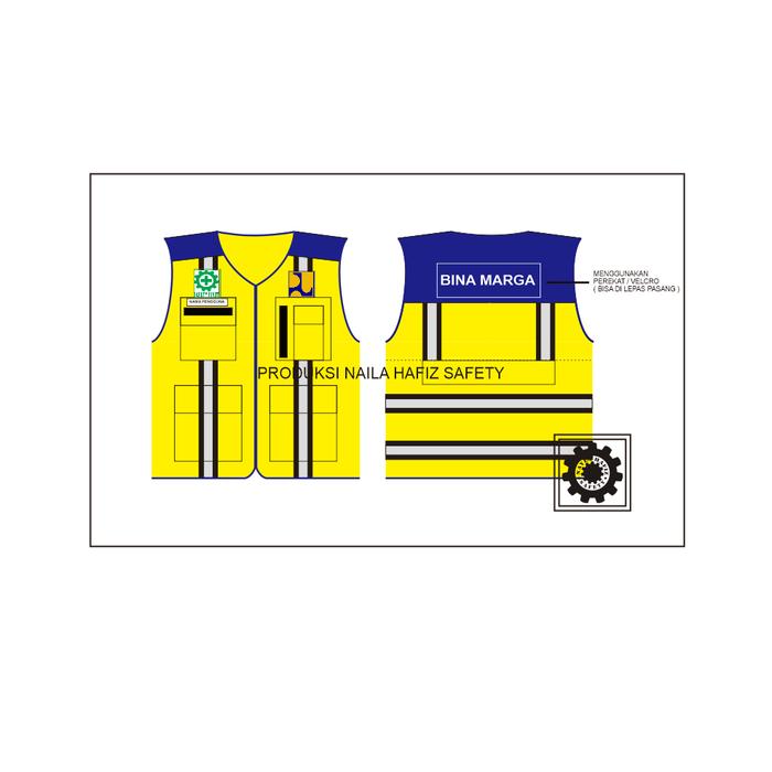 Jual rompi safety bina marga premium / rompi pupr / rompi pu / rompi ...