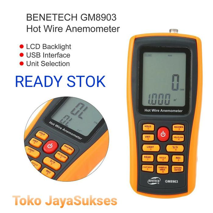 Jual GM8903 BENETECH- HOT WIRE ANEMOMETER USB DATA AIR VELOCITY ...