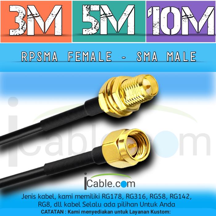 Jual kabel antenna modem router sma male ke rpsma female - 50cm ...