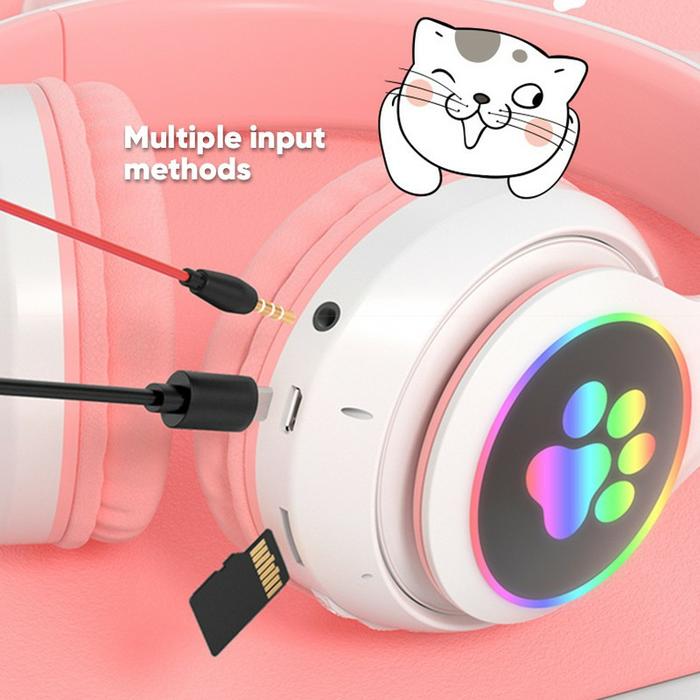 Jual Headset Bluetooth Anak Karakter Telinga Kucing Pink Lucu Cat Ear ...