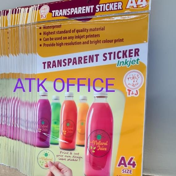 Jual Transparent sticker Inkjet A4 / Sticker transparent A4 Tnj ...