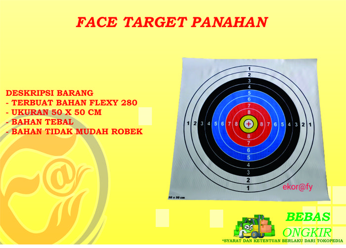 Jual FACE TARGET / PRINT TARGET PANAHAN 50 X 50 CM - Kota Bekasi ...