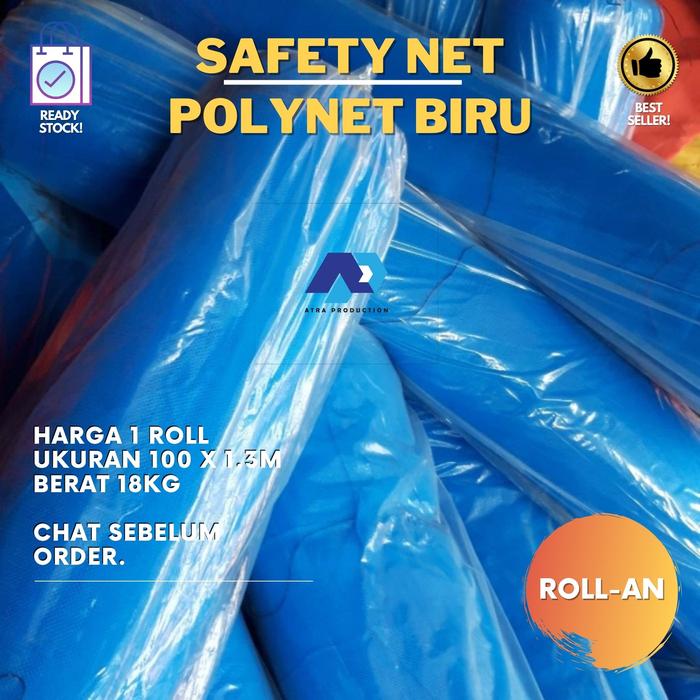 Jual Jaring Pengaman Polinet Biru Jaring Kasa Jaring Proyek 1 ROLL ...