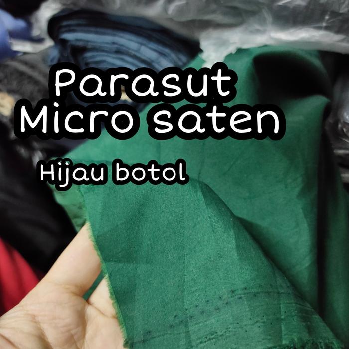 Jual bahan kain parasut micro mikro saten hijau botol jaket bomber ...