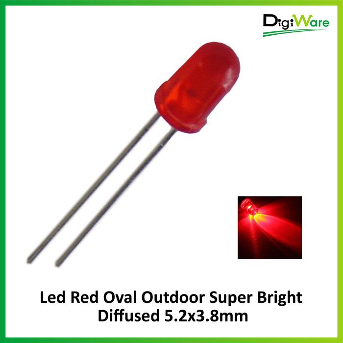 Jual Led Red Merah Oval Outdoor Super Bright Diffused 5.2x3.8mm - Kota ...