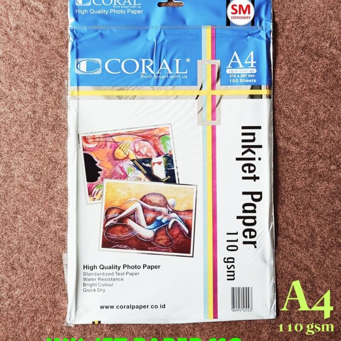 Jual Kertas Injet Paper 110 gsm ukuran A4 Merk Coral (100 sheets ...