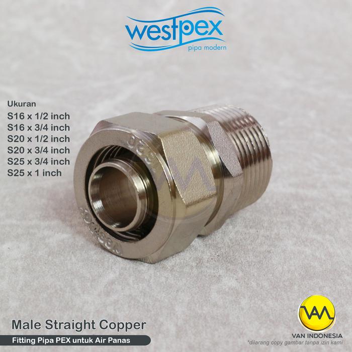 Jual Male Straight Copper Westpex Fitting Pipa PEX Air Panas - 25mm x 1 ...