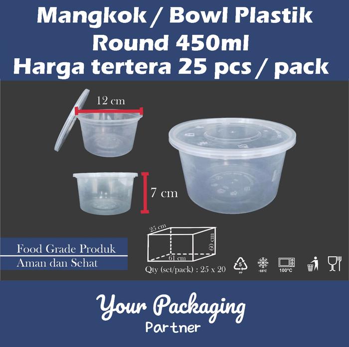 Jual Thinwall Mangkok Plastik 450ml Microwave Safe 25pcs perpack - Kota ...